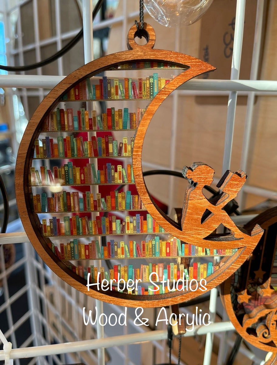 Reading on the Moon Suncatcher Sun Catcher - Mahogany – Herber Studios